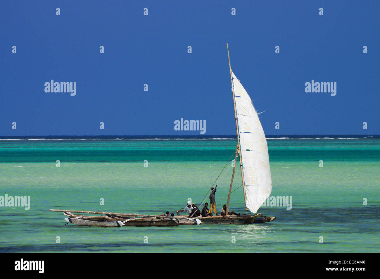 Traditional ngalawa off the coast of Zanzibar Stock Photo - Alamy
