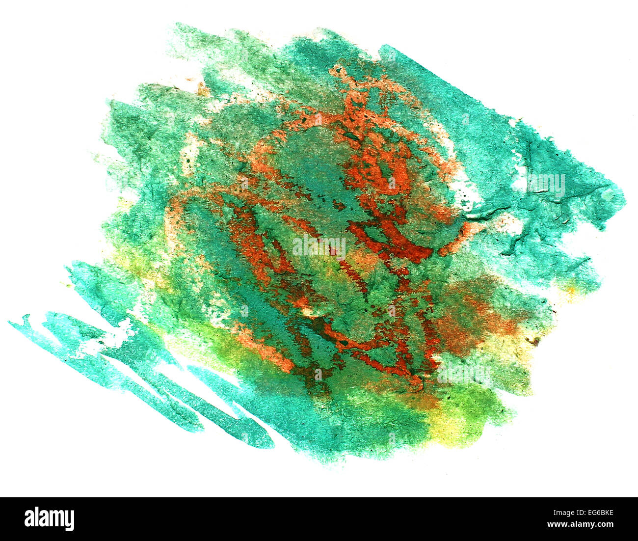 splash yellow, green paint blot watercolour color water ink isol Stock ...