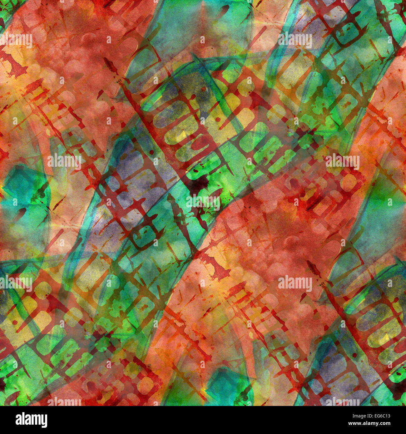 vintage paint red, green pattern design seamless watercolor text Stock ...