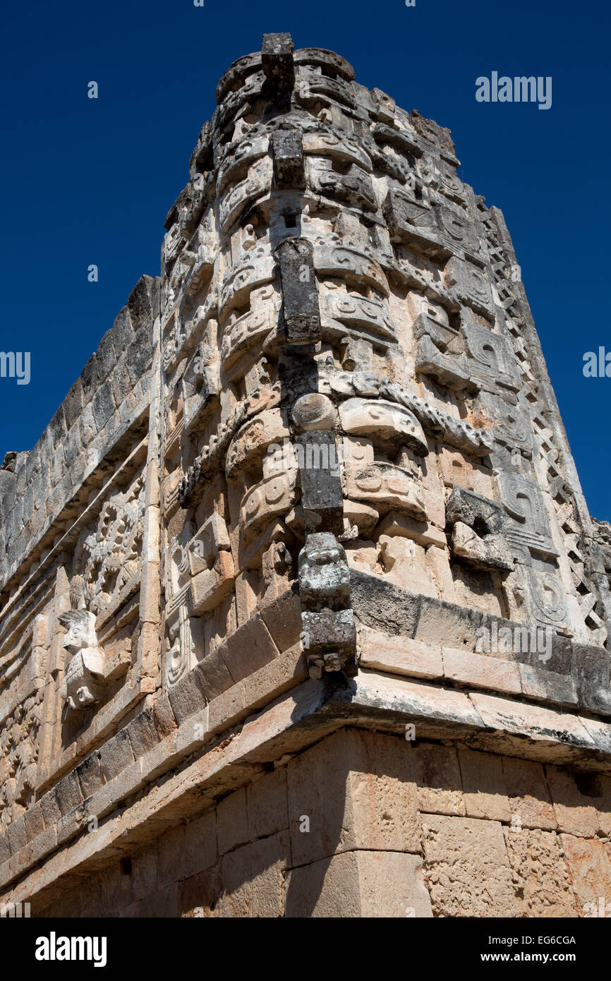 Chac masks facade on the Nunnery quadrangle, Uxmal, Yucatan, Mexico ...