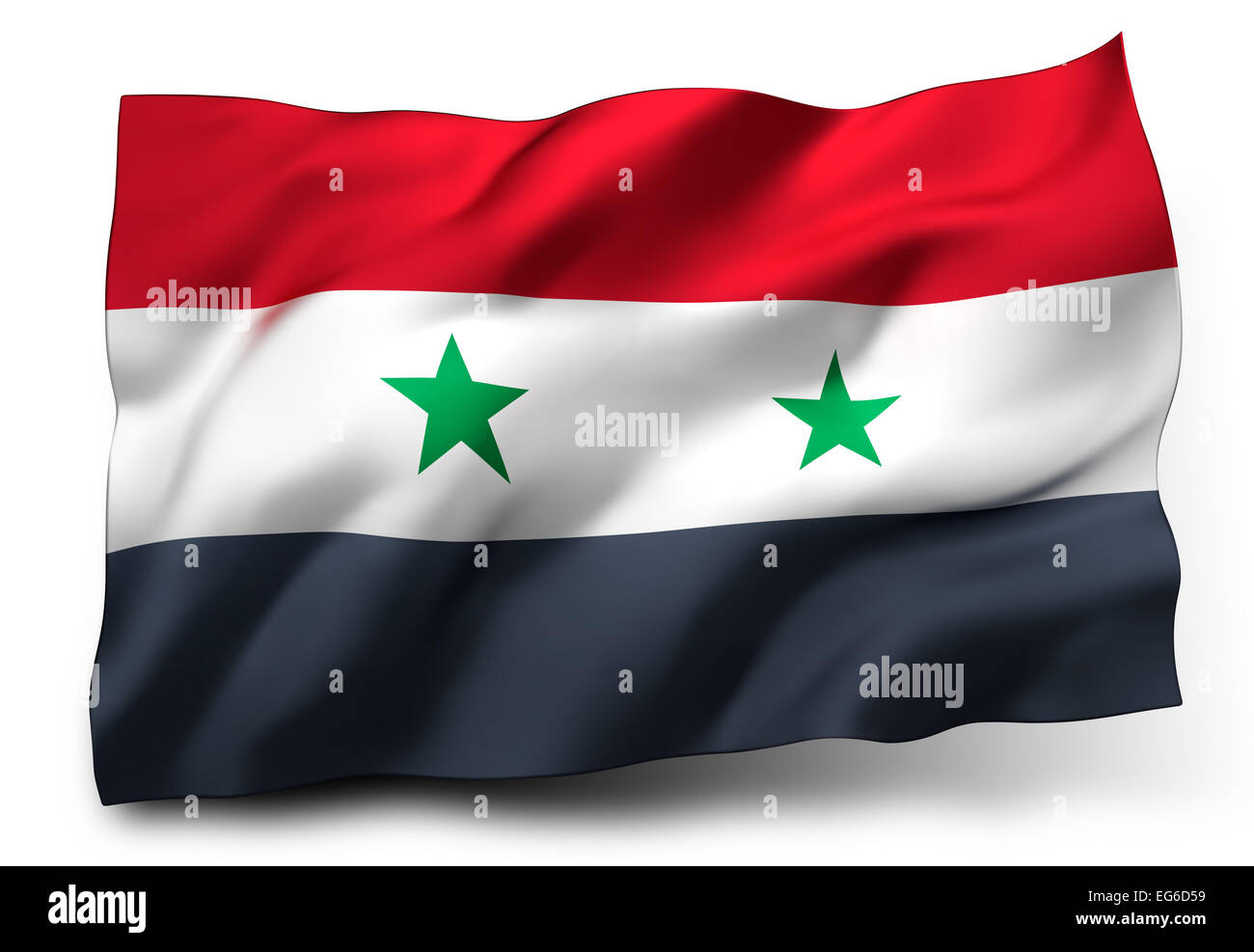 Waving flag of Syria isolated on white background Stock Photo - Alamy