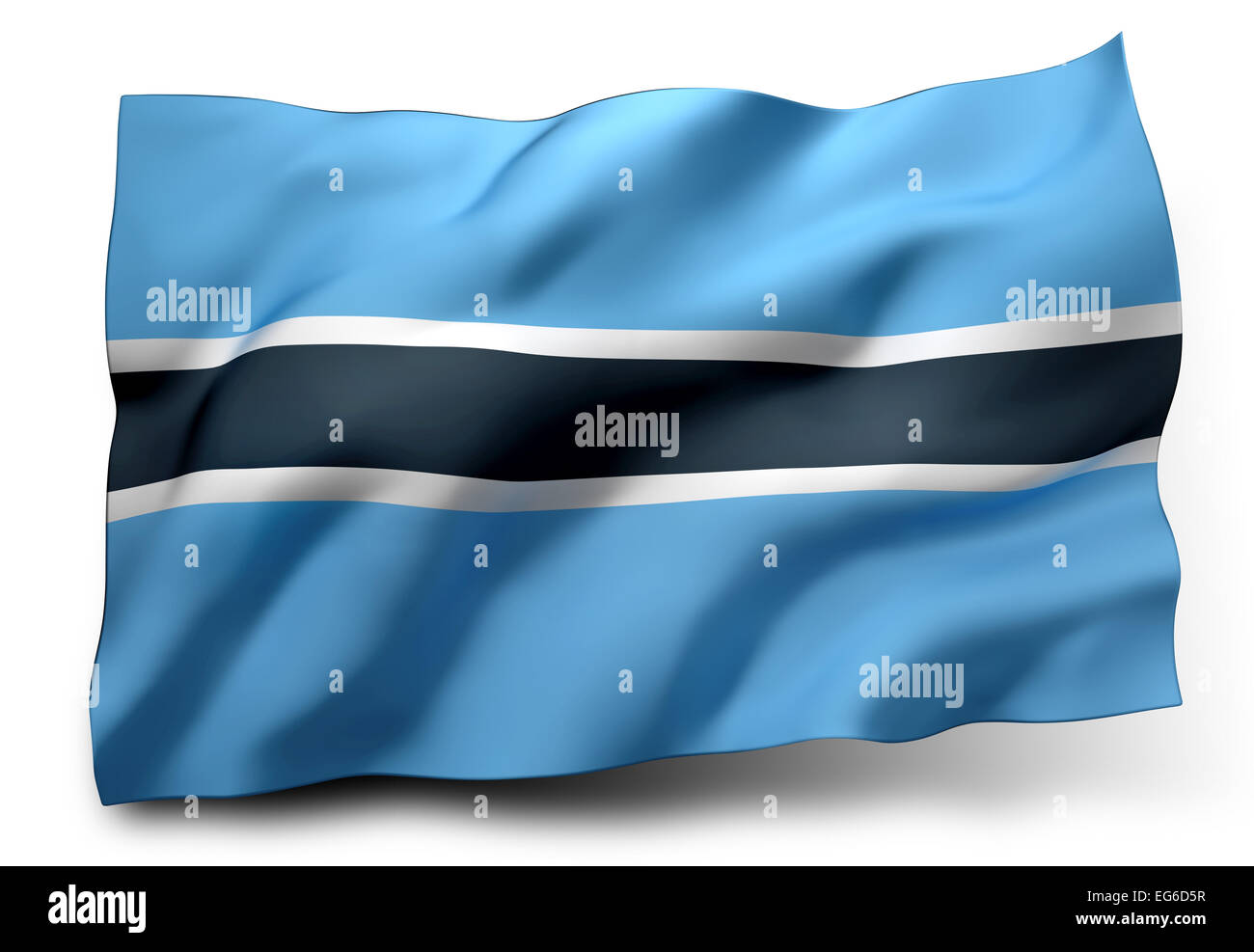 Waving flag of Botswana isolated on white background Stock Photo - Alamy