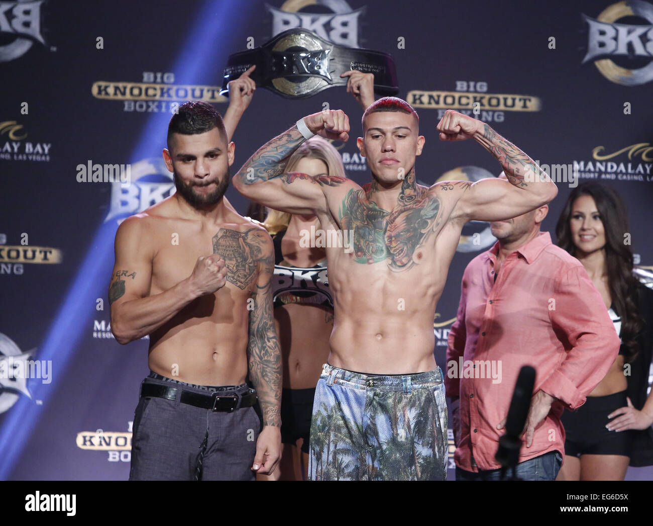 Competitors weigh in for the Big Knockout Boxing event at Mandalay Bay ...