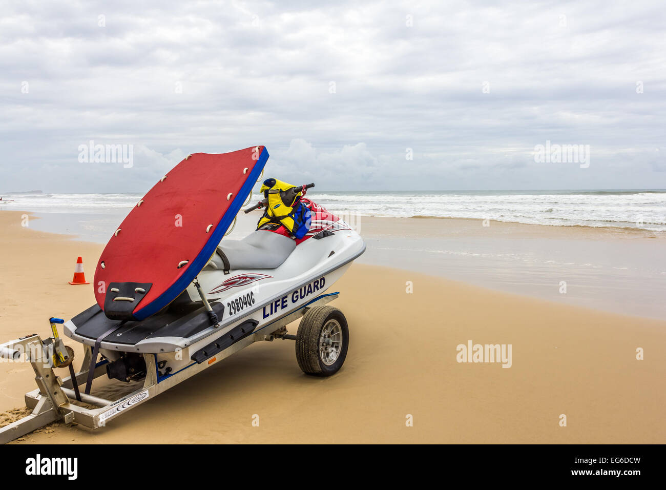 Lifeguard rescue vessel at Maroochydore Surf Life Saving Club, Sunshine ...