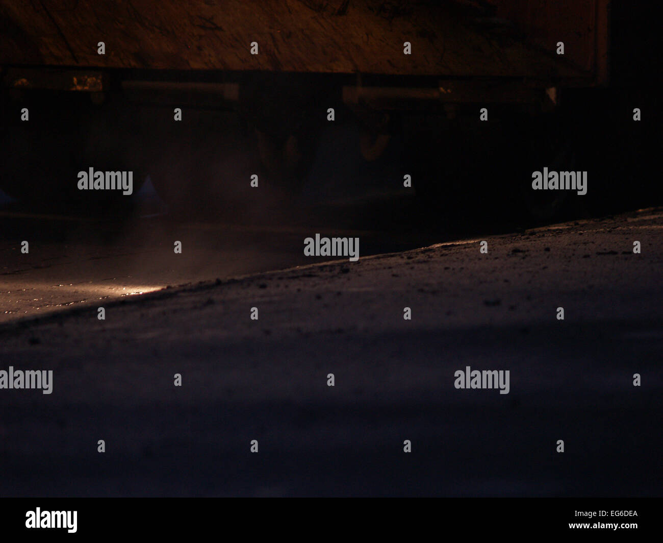 Road building machinery, working at night Stock Photo - Alamy