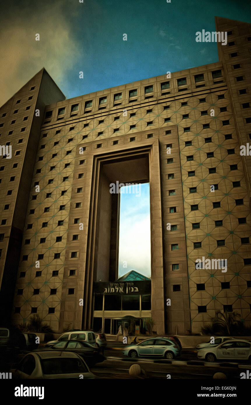 Israel,watercolor, painting, Haifa,architecture,complex Meridian Stock ...