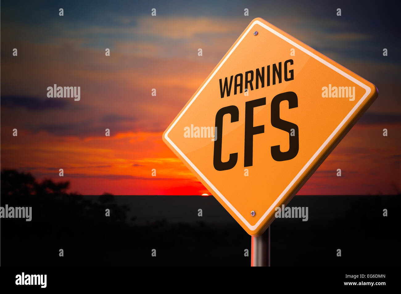 CFS on Warning Road Sign on Sunset Sky Background Stock Photo - Alamy