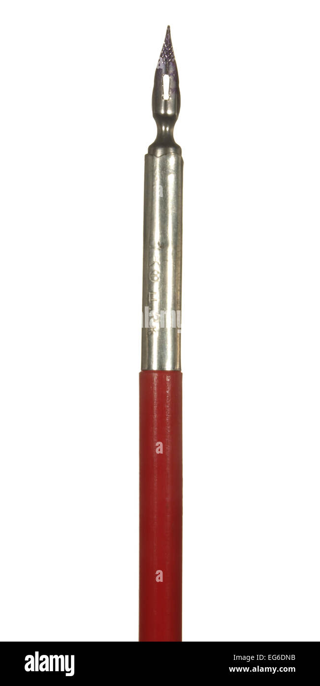Antique pen with red wooden handle isolated on a white background Stock ...