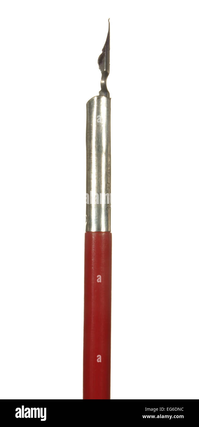 Antique pen with red wooden handle isolated on a white background Stock ...