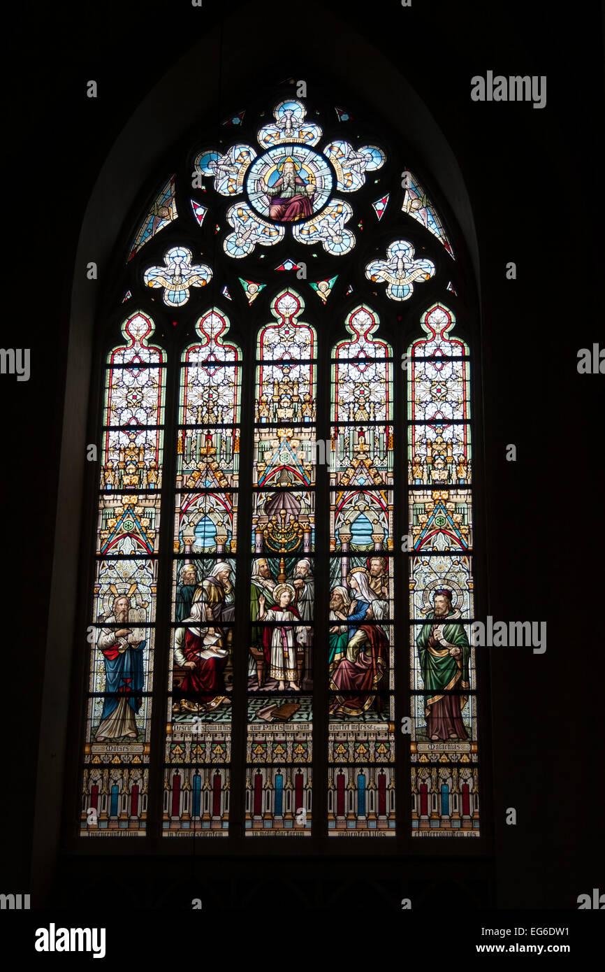 Stained glass window in Bruges Brugge Saint Salvator Cathedral Stock ...