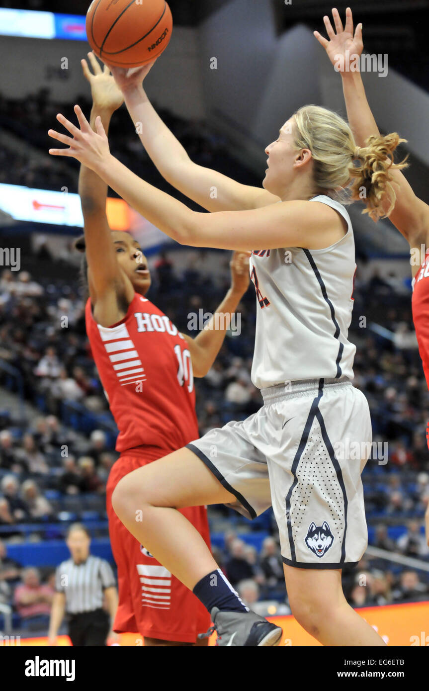 February 17th 2015: Courtney Ekmark(22) of Uconn in action during the ...