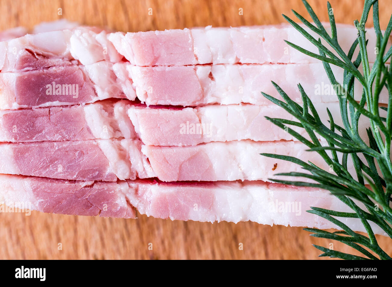 Cut into thick strips of bacon piece Stock Photo - Alamy