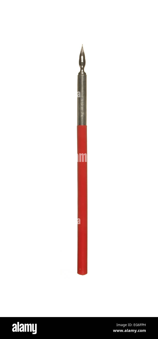 Antique pen with red wooden handle isolated on a white background Stock ...