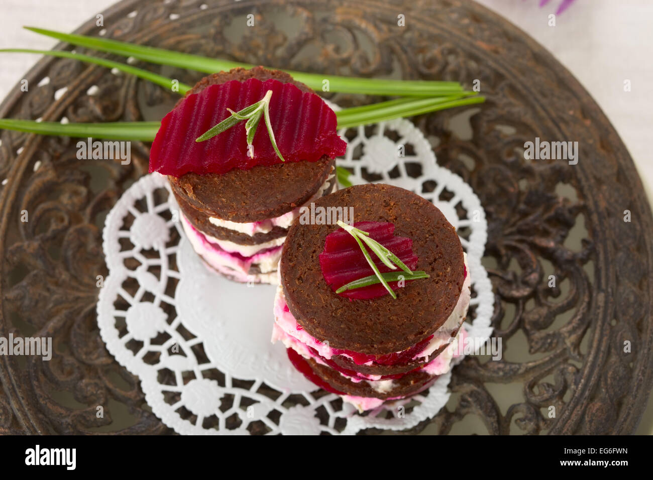 Beetroot cream cheese canapés hi-res stock photography and images - Alamy