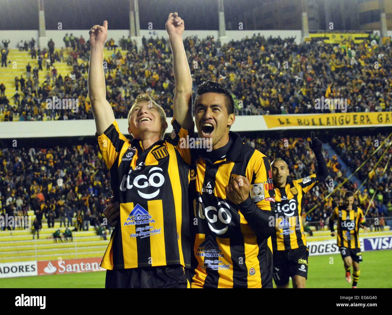 La Paz, Bolivia. 17th Feb, 2015. The Strongest's Alejandro Chumacero (L ...