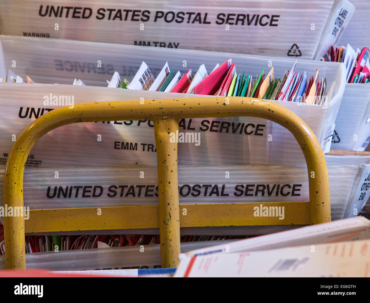 Fountain Green, Utah mail in sorting trays Stock Photo - Alamy