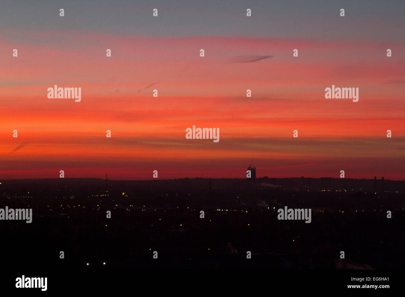 Wimbledon London,UK. 18th February 2015. Fire sky during a Dramatic ...