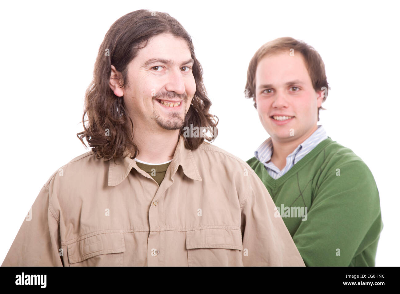 Two casual men posing, isolated over white background Stock Photo - Alamy