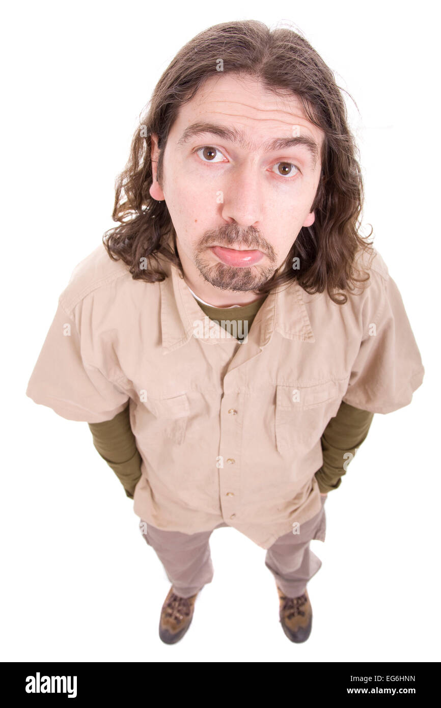 Silly man portrait isolated over white background Stock Photo - Alamy