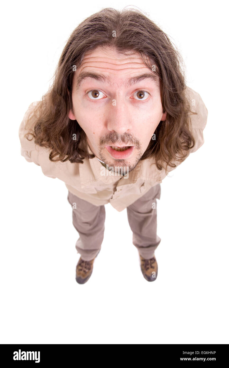 Silly man portrait isolated over white background Stock Photo - Alamy