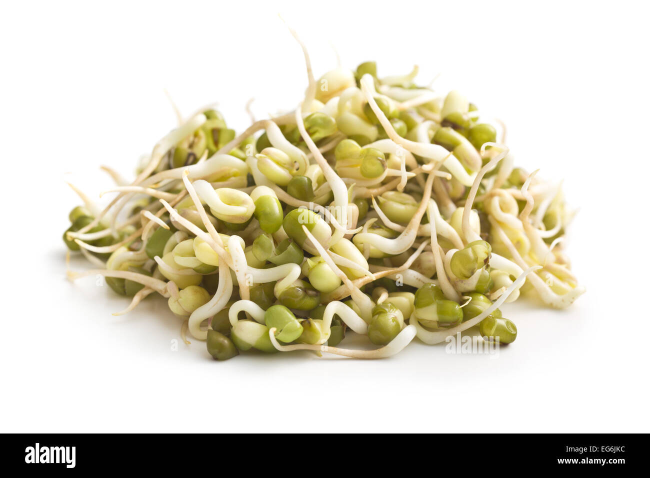 Sprouted mung beans on white background Stock Photo - Alamy