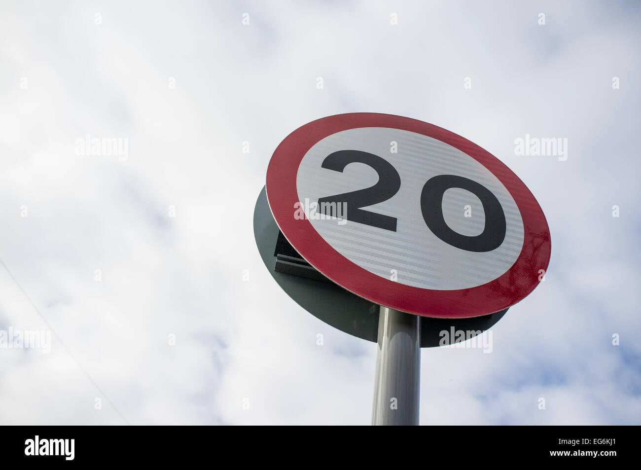 Speed limit road signs with blue sky and white clouds Stock Photo - Alamy