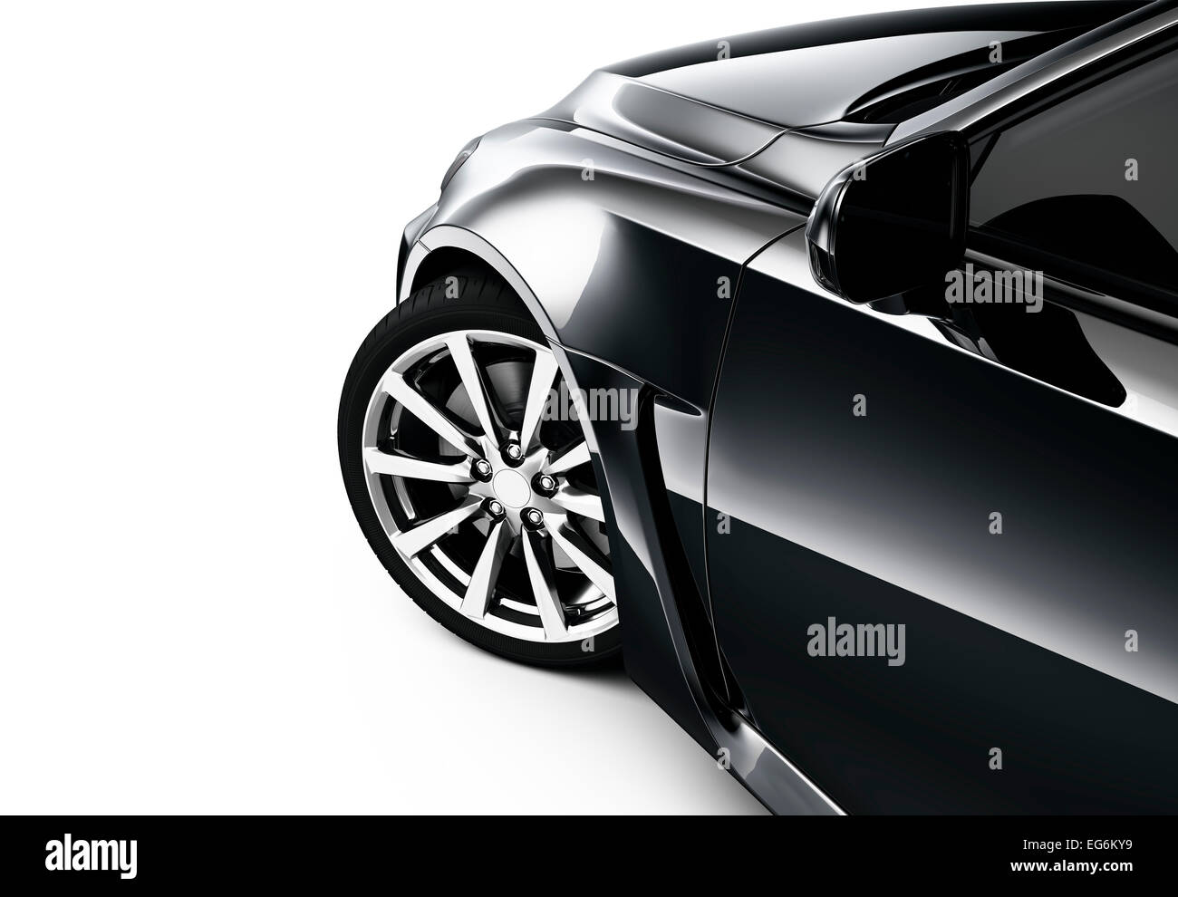 Black car - cropped shot isotlated on white Stock Photo - Alamy