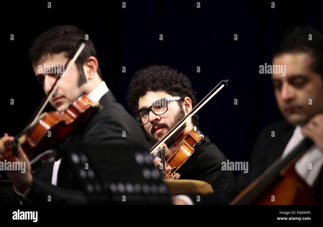 Tehran, Iran. 18th Feb, 2015. Members of an Iranian Orchestra perform ...