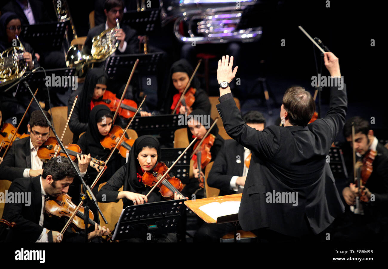 Tehran, Iran. 18th Feb, 2015. Members of an Iranian Orchestra perform ...