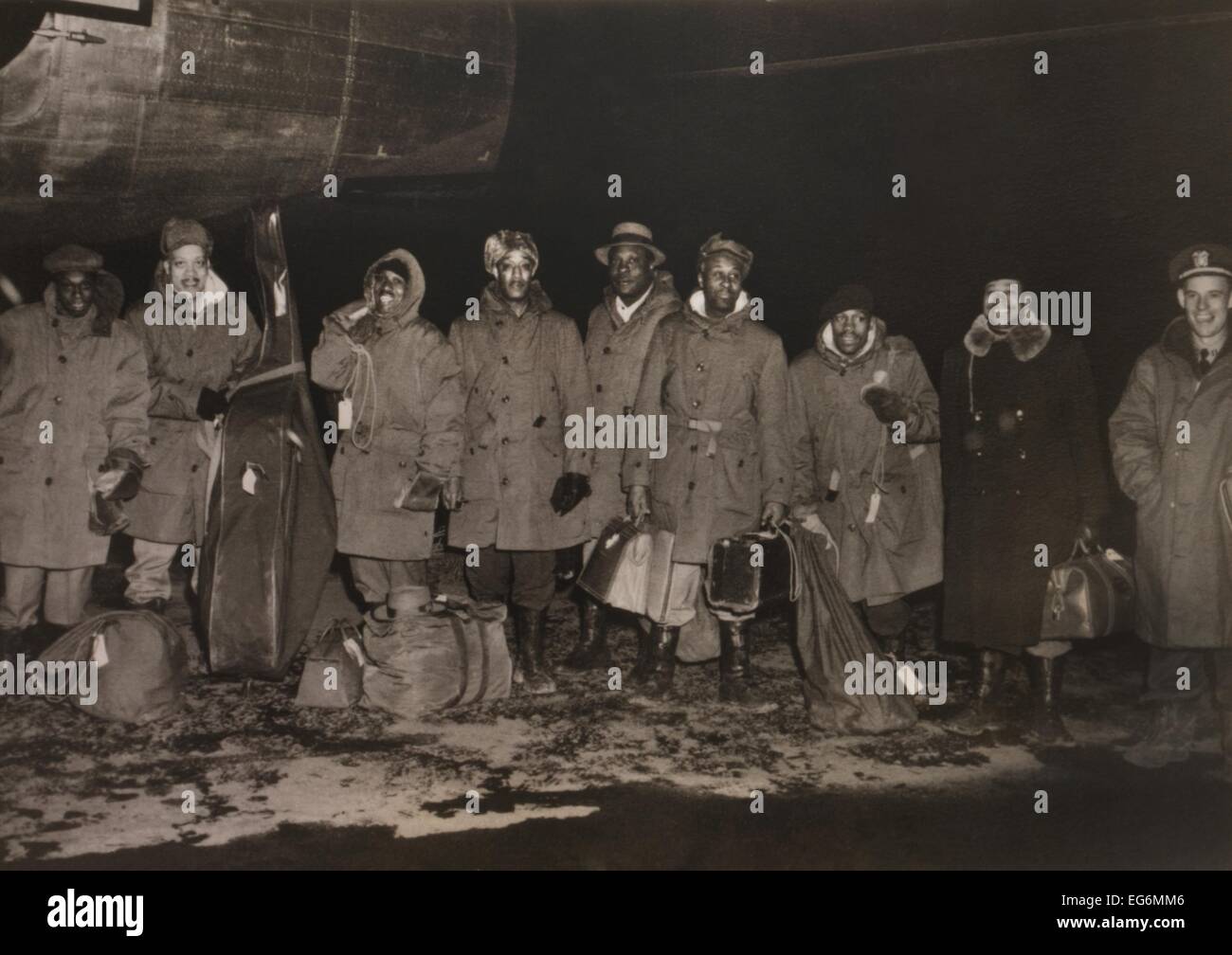 Snub Mosley and his band arriving in Alaska on a USO tour in 1945 ...