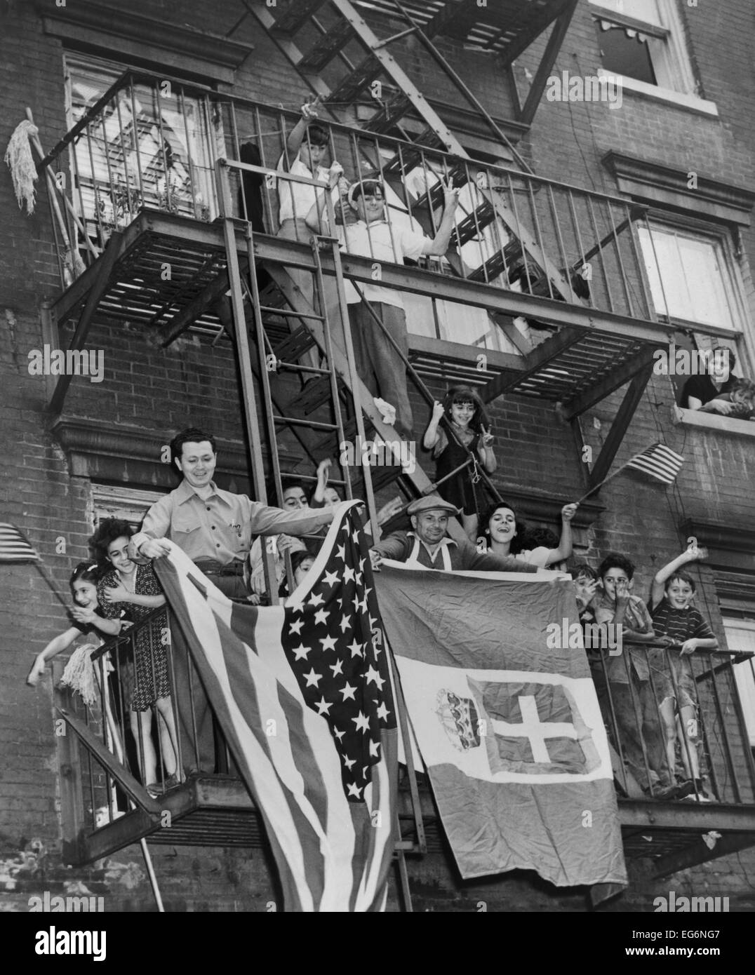 Italian Americans celebrating the armistice between Italy and the ...