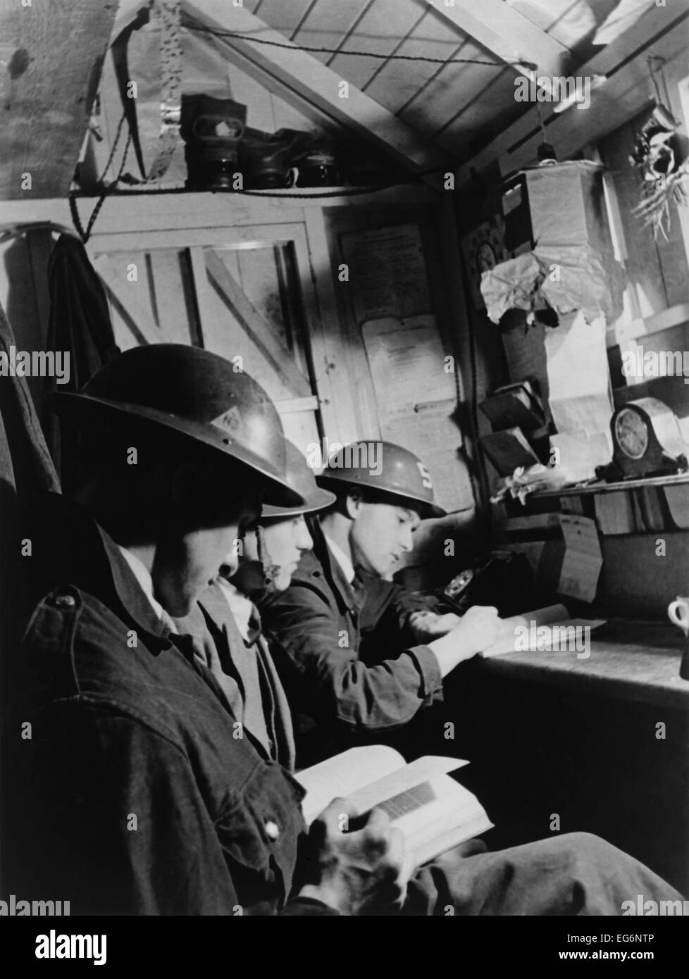 Teenagers manned the Air Warden's post in a South East London Shelter ...