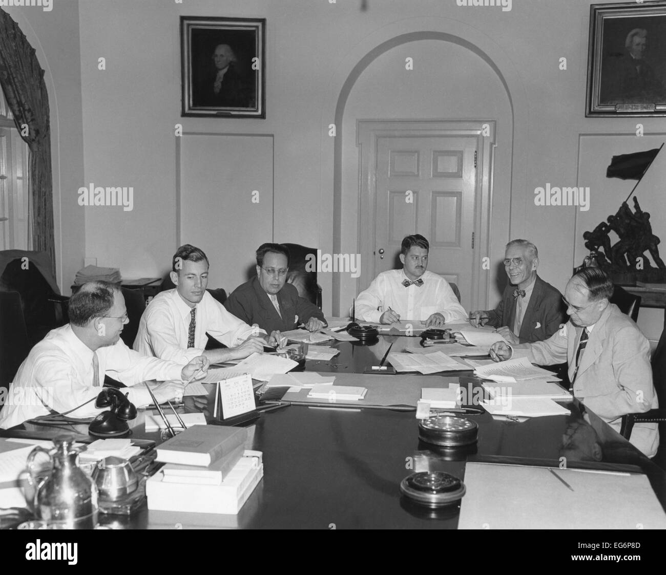 The Council of Economic Advisers and White House staff prepare Truman's ...