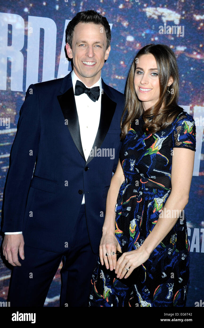 Seth Meyers and Alexi Ashe attending the SNL 40th Anniversary ...