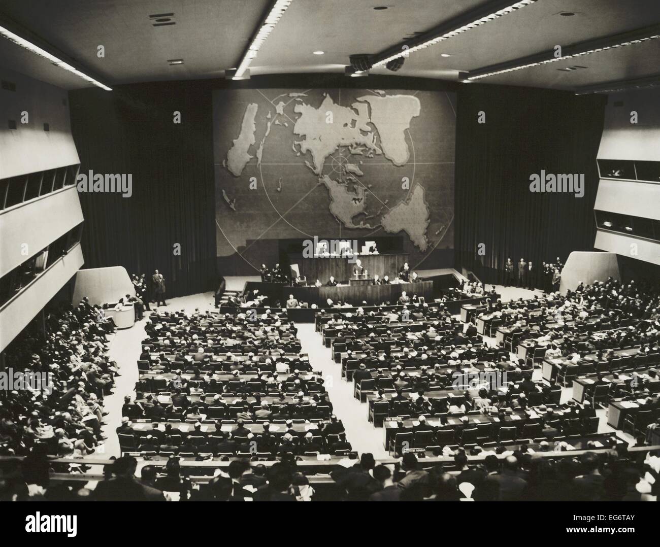 Truman addresses UN General Assembly on Oct. 24, 1946. Delegates from ...