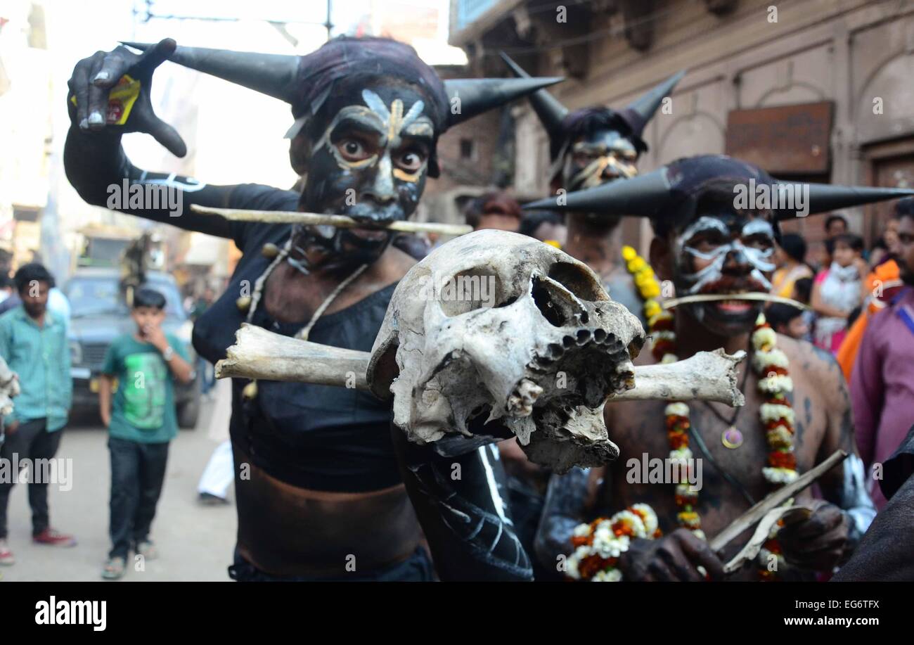 Allahabad, India. 17th Feb, 2015. A follower of Lord shiva during Shiv ...