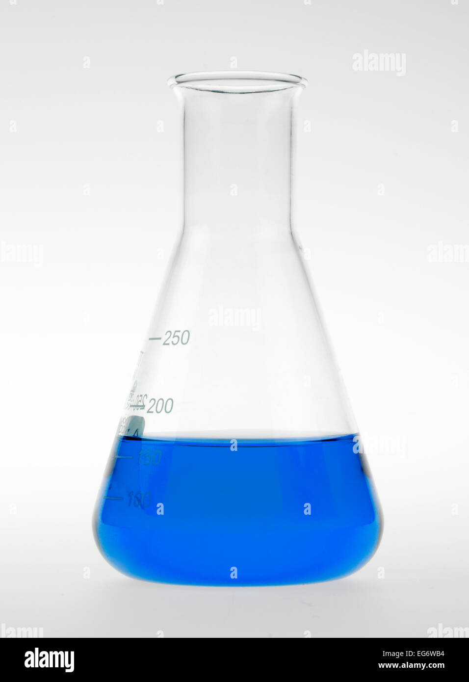 Conical flask holding blue liquid Stock Photo - Alamy