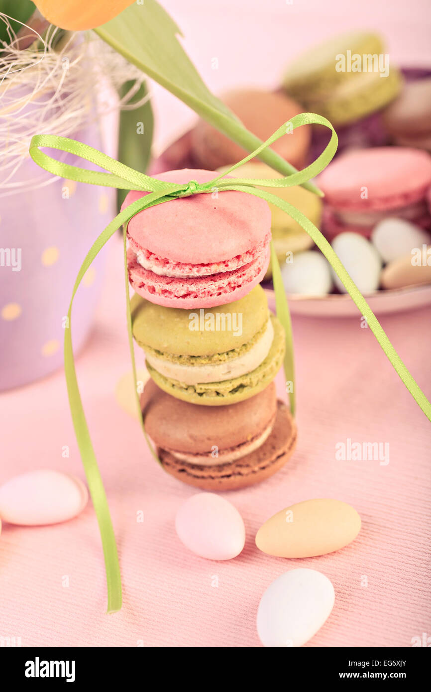 the easter installation with macarons Stock Photo - Alamy