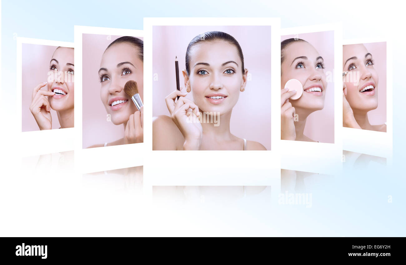 Collage beautiful brunette girl hi-res stock photography and images - Alamy
