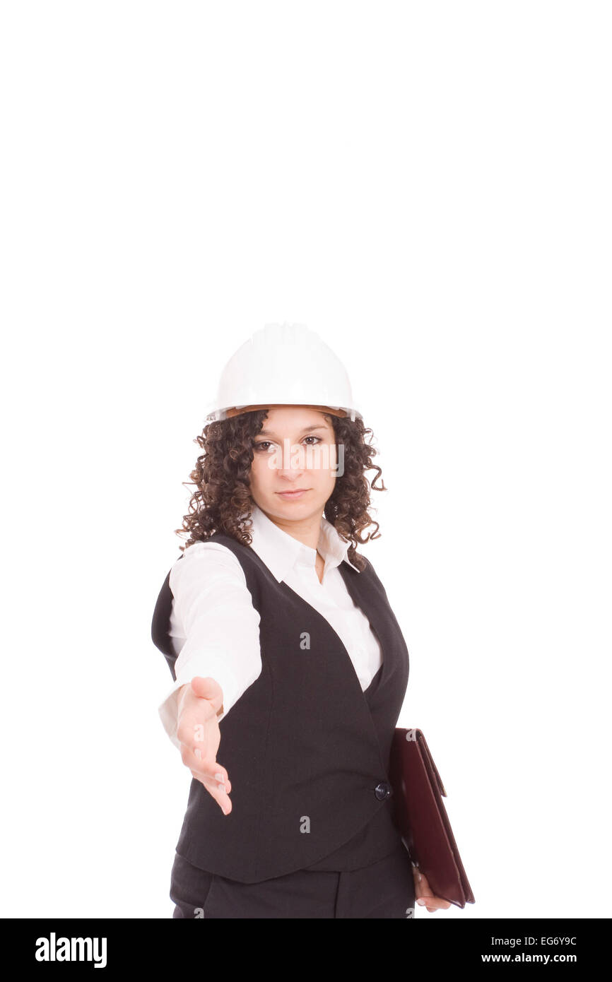 business woman offering handshake, isolated over white Stock Photo - Alamy