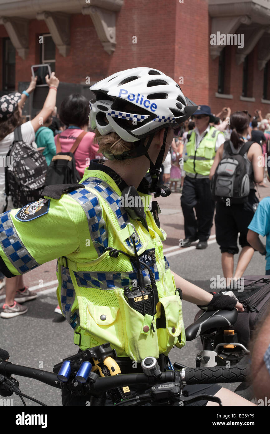 Police woman bicycle hi-res stock photography and images - Alamy