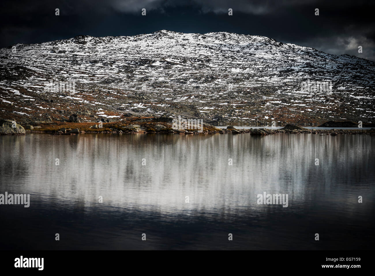 Skarvheimen, Norway - threatening skies over lake Langavatnet and ...