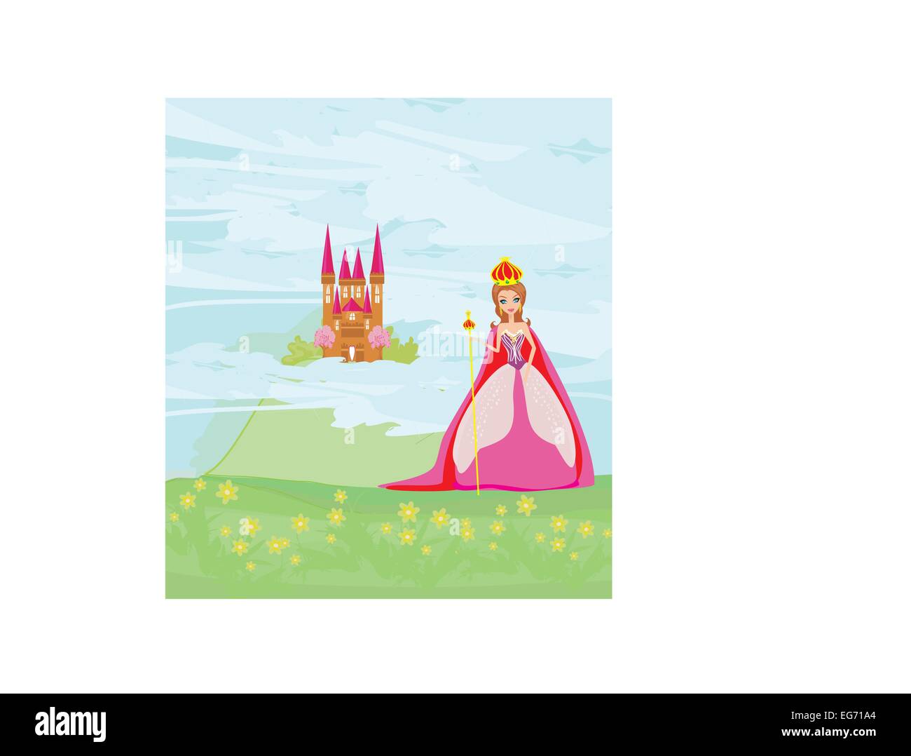 Beautiful queen in front of her castle Stock Vector Image & Art - Alamy