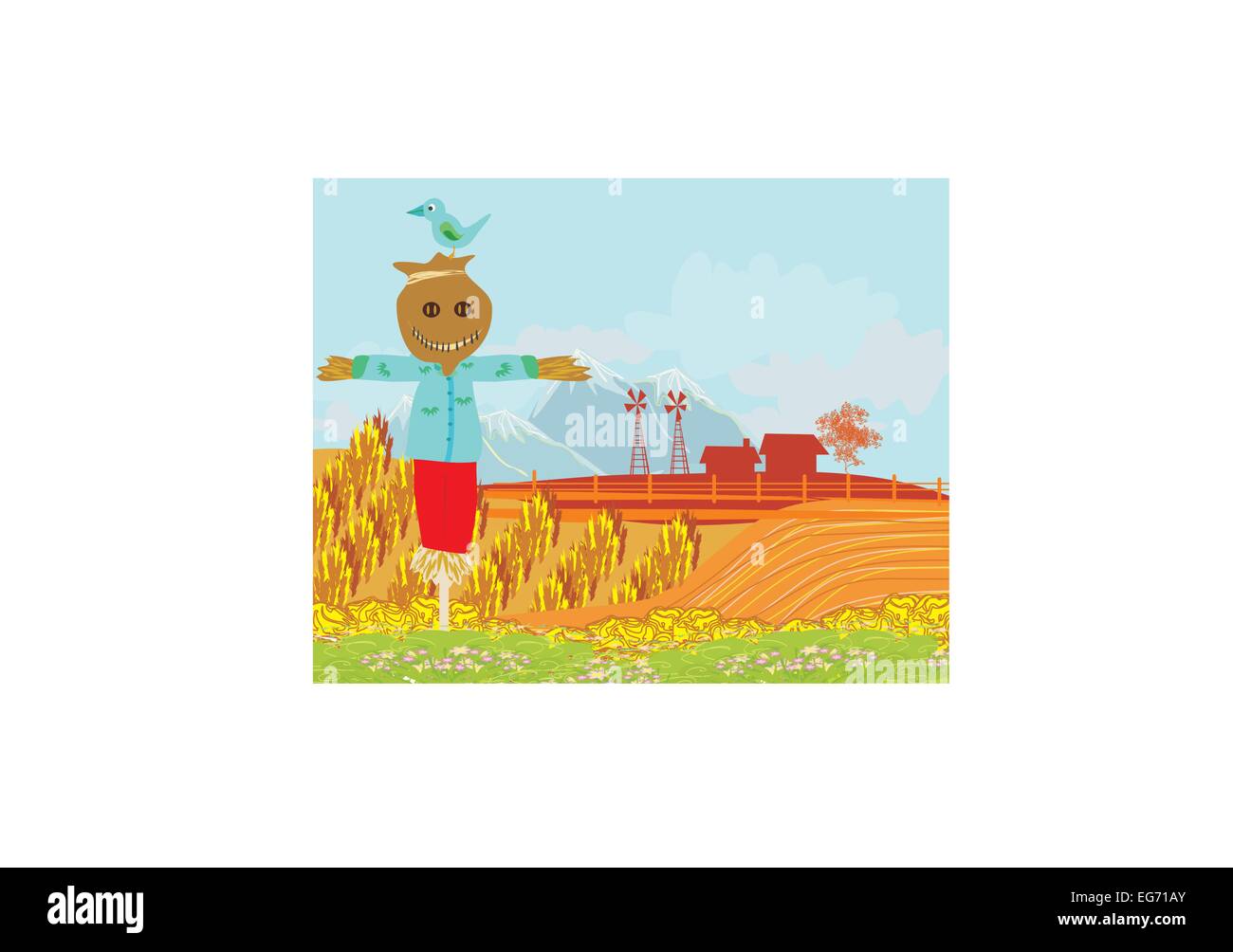 illustration of a farm in a beautiful nature Stock Vector Image & Art ...