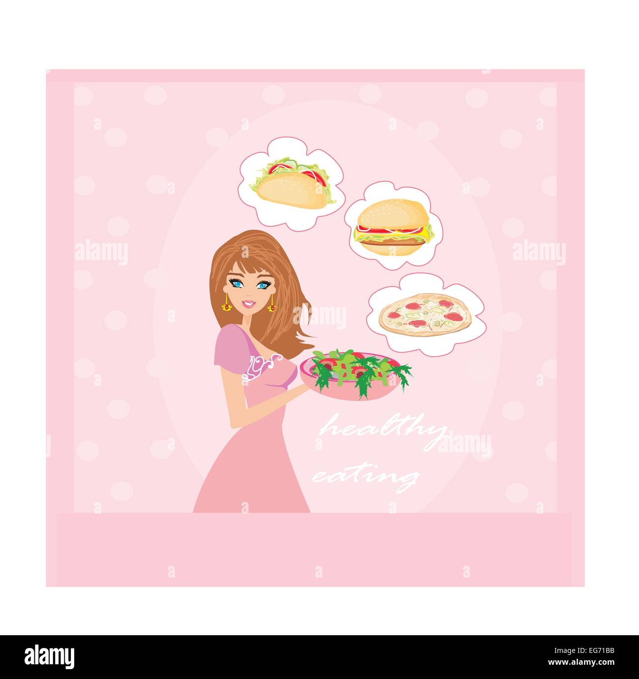 Woman eating tasty lunch Stock Vector Images - Alamy