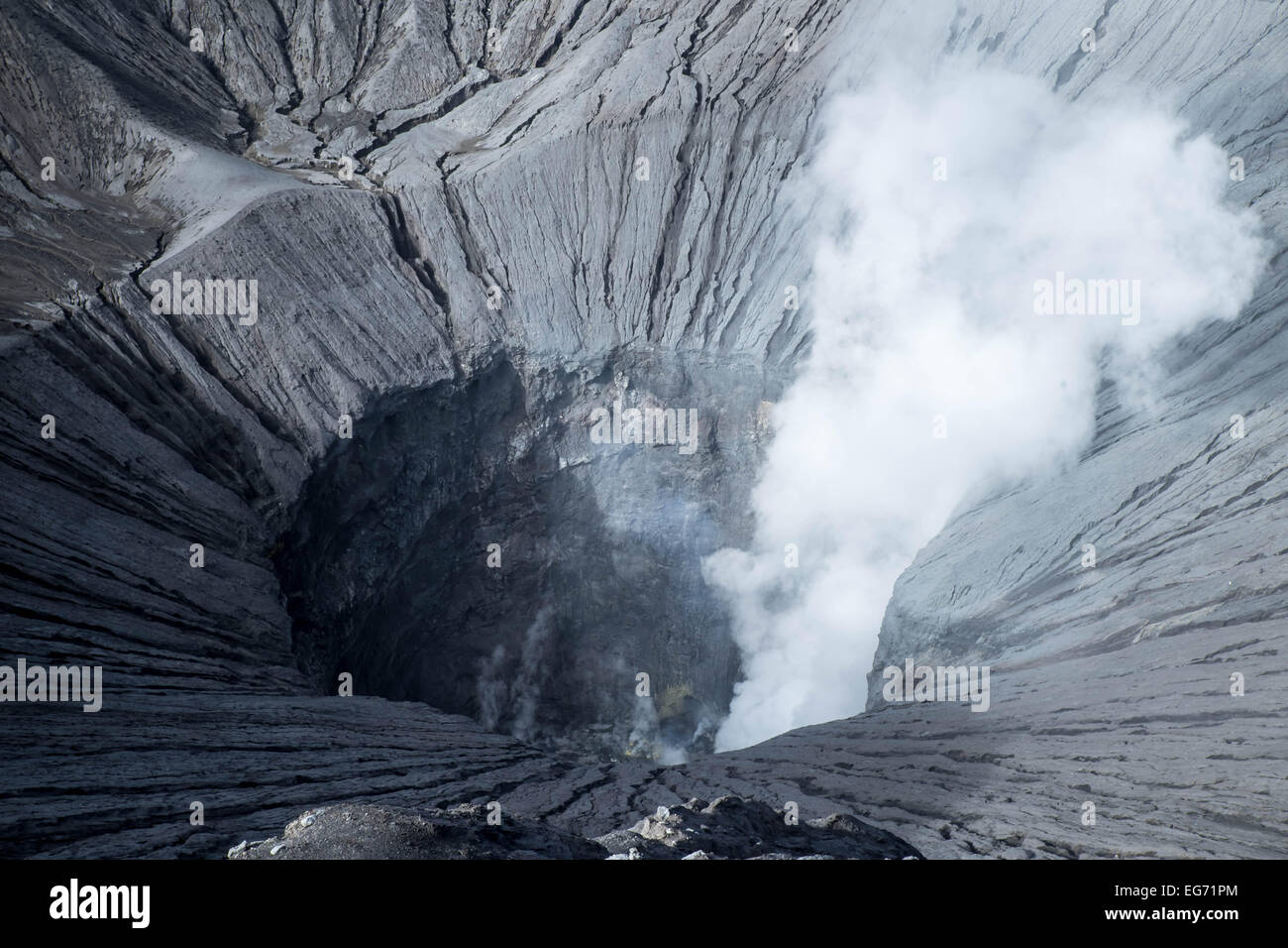 View into active volcano in Java, Indonesia Stock Photo - Alamy