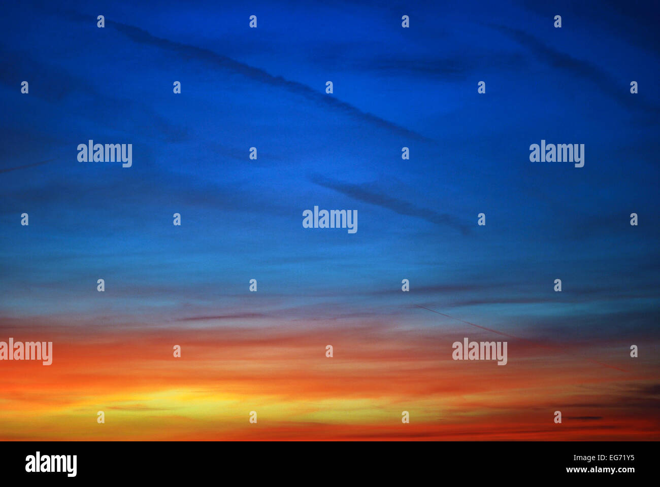 bright orange dark blue sunset Stock Photo - Alamy