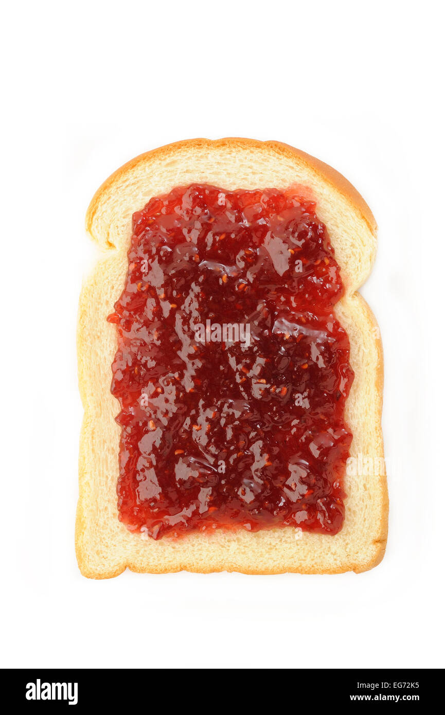 raspberry jam and toast on white background Stock Photo - Alamy