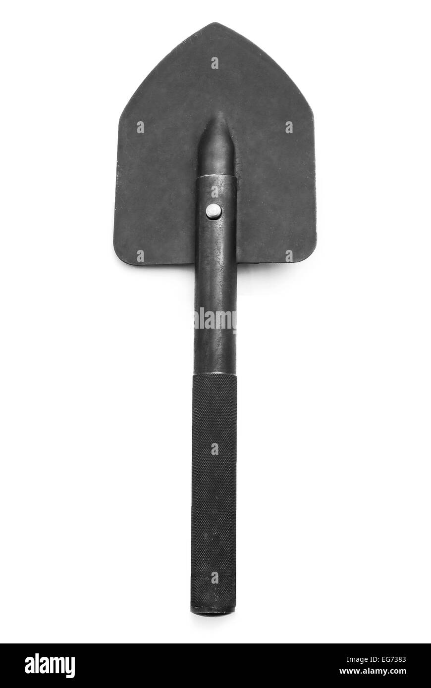 military metal shovel on white Stock Photo - Alamy