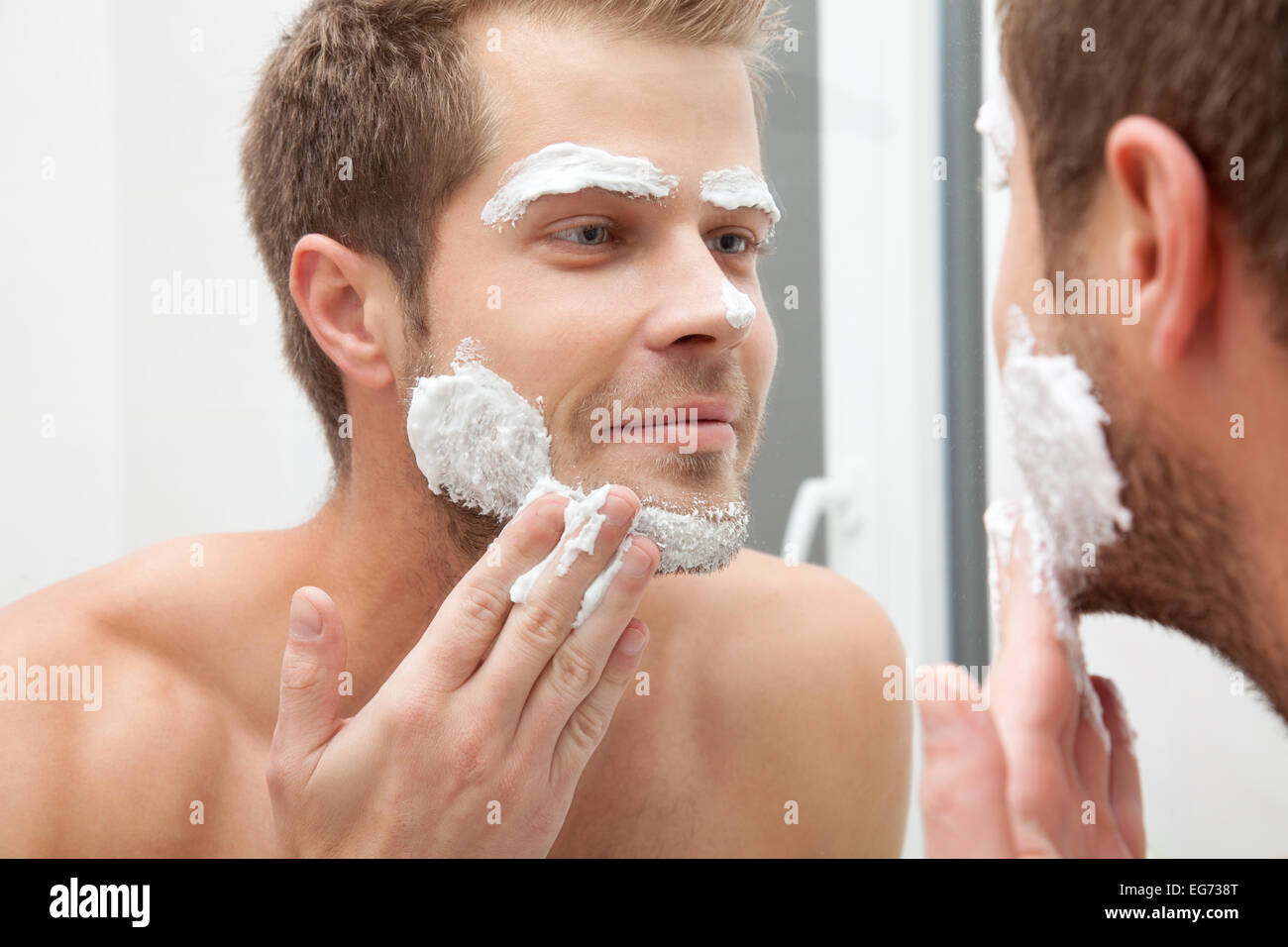 Morning hygiene in the bathroom Stock Photo - Alamy